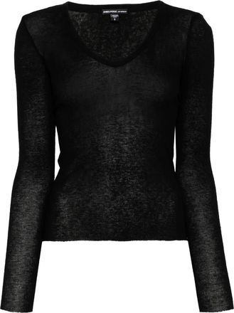 James Perse T-Shirt mit V-Ausschnitt - Schwarz