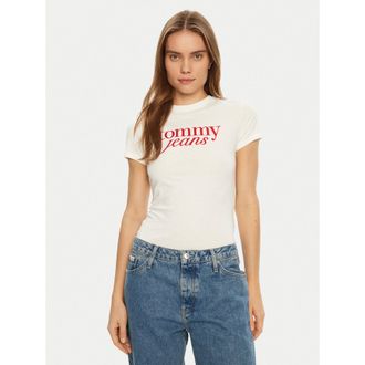 Tommy Jeans T-Shirt Essential DW0DW19447 Weiß Slim Fit