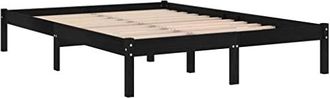 vidaXL Bois de Pin Massif Cadre de Lit Sommier à Lattes Lit Double Lit Adulte Cadre à Lattes sur Pied Chambre à Coucher Intérieur Noir 200x200 cm