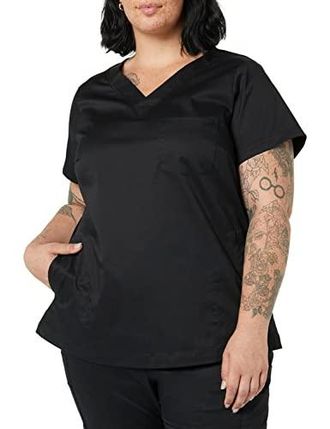 Amazon Essentials Haut &agrave; Manches Courtes et col en V, Coupe Classique (Grandes Tailles Disponibles) Femme, Noir, M