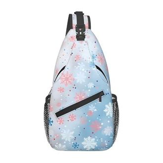 Generic Sacoche Port&eacute; &eacute;paule Rendu dun motif de flocon de neige Antivol Sling Bag Polyester Sac &agrave; Poitrine pour Randonn&eacute;e &eacute;cole Femme