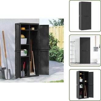 vidaXL Armoire ext&eacute;rieur - vidaXL Armoire de rangement dext&eacute;rieur noir 65x37x165 cm PP - &Eacute;tag&egrave;re r&eacute;glable