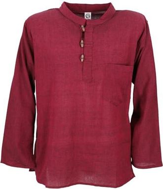 Guru Shop Guru-Boutique, Chemise de P&ecirc;cheur N&eacute;palais, Chemise Hippie Goa, Chemise de Yoga, Chemise D&eacute;contract&eacute;e, Rouge Vin, Ducoton, Size:L, Des Chemises