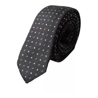 Dolce & Gabbana Schwarze Seidenkrawatte mit wei&szlig;en Punkten - - Accessories - Herren - Schwarzk - ONE SIZE
