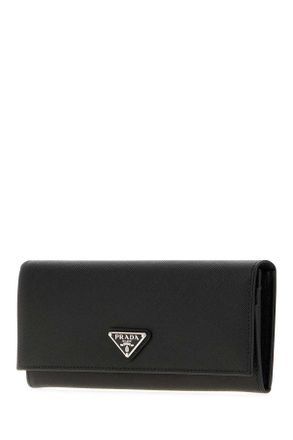 Prada Womens Saffiano Leather Wallet Black