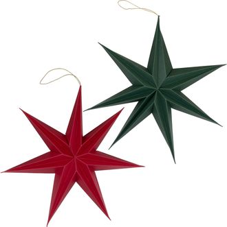 Matches 21 Weihnachtsdeko Sterne zum Aufhängen Rot & Grün 2er Set - 30 cm Papier Weihnachtsbaumschmuck