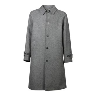 Officine G&eacute;n&eacute;rale Gestreifter Wollmantel - - Coats - Herren - Grau - S