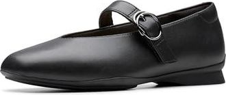 Clarks Chaussures Plates Jazmynn Iris Mary Jane pour Femme, Cuir Noir, 12 Wide