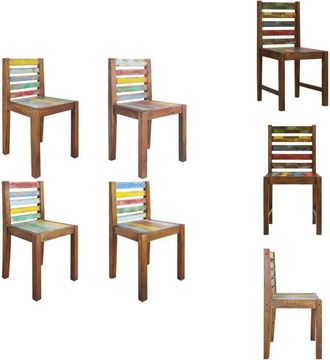 vidaXL Esszimmerstühle 4 Stk. Altholz Massiv - Holz Stuhl - Esszimmerstuhl - Vintage Stuhl - Recycelt Holz - Massivholzmöbel