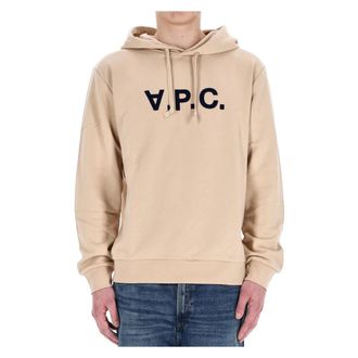 A.P.C. Beiger Baumwollpullover mit zentralem Logo - - Sweatshirts & Hoodies - Herren - Beige - XL