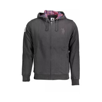 U.S.Polo Association U.s. Polo Assn., Homme, Sweatshirts et sweats &agrave; capuche, Noir, Taille: 2XL &Eacute;l&eacute;gant pull en coton noir &agrave; fermeture &eacute;clair