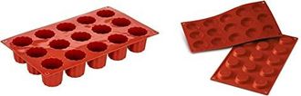 Silikomart 20.059.00.0060 SF059 Moule Forme Bordelaise 15 Cavit&eacute;s Silicone Terre Cuite & 20.013.00.0060 SF013 Moule Forme Tartelette 15 Cavit&eacute;s Silicone Terre Cu