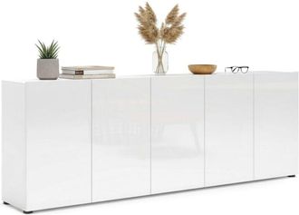 Dmora Macaria Anrichte, Kommode mit 3 F&auml;chern, 38x225x79h cm Wei&szlig;
