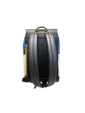 Coach Unisex Backpack Yellow-Bright Blue-Chalk-Beige Coated Canvas Leather