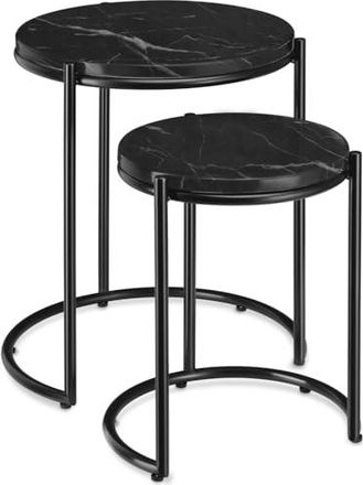TecTake TecTake Lot de 2 Table dappoint Ronde 2 Tailles Table de Chevet Design Moderne Bout de canape Meuble dappoint pour Salon, Chambre, Bureau, Dressing, T