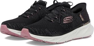 Skechers EdgerideShoes Femme, Bordure Rose en Tricot Noir, 37 EU