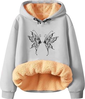 Generic Sweat à capuche en polaire confortable pour femme - Hiver et printemps - Pull à capuche en polaire chaude à manches longues - Imprimé uni - Vêtements 