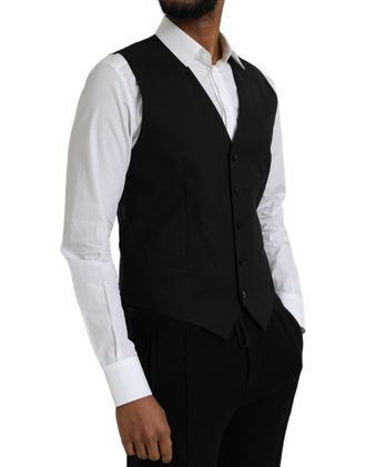 Dolce & Gabbana Virgin Wool Formal Vest - Black