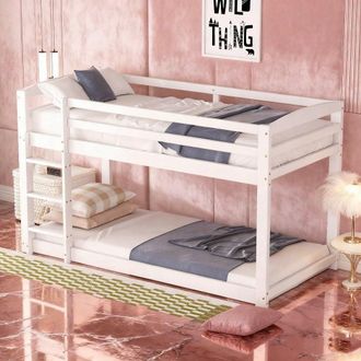 Generic Etagenbett 90x200 cm in Grau | Für Kinder & Jugendliche | Massivholz-Kiefernrahmen | Einfach montierbar (White)