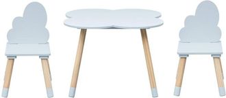 Mobili Rebecca Mobili Rebecca - Table et 2 chaises pour enfants Rebecca Mobili Sitka 44x60x60 mdf Bois Bleu ciel Marron Scandinave ensemble 3 pcs