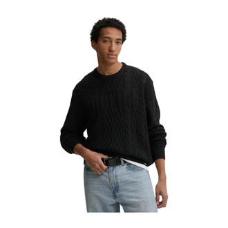 Dickies Pullover mit Zopfmuster und Rundhalsausschnitt - - Knitwear - Herren - Schwarzk - XS