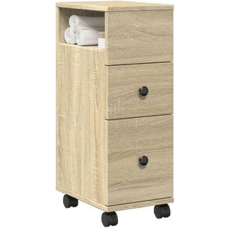vidaXL Meuble &eacute;troit de salle de bain &agrave; roulettes ch&ecirc;ne sonoma Vidaxl
