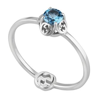 Gucci Interlocking G Ring in 18kt Wei&szlig;gold mit Topas und Detail - - Accessories - Damen - Blau - 52 MM