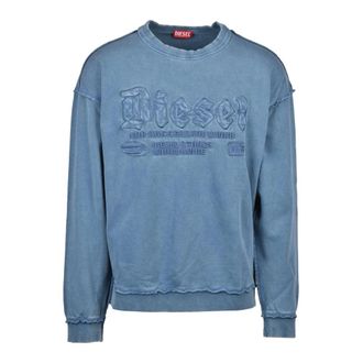 Diesel Bestickter Logo-Baumwoll-Sweatshirt - - Sweatshirts & Hoodies - Herren - Blau - XL