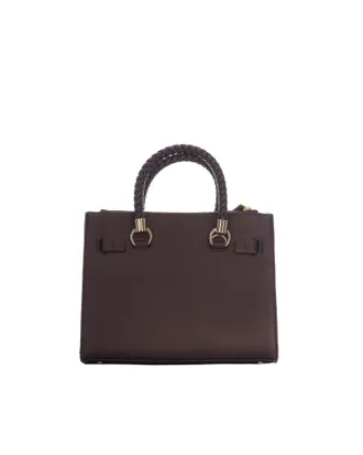 Liu Jo Womens Satchel Bag S Dark Brown Metallic Polyurethane Handbags Hand