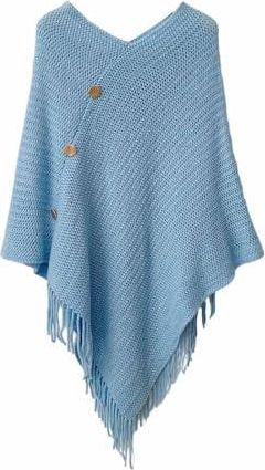 Generic Poncho Femme Hiver Chaud Chale Femme Hiver Chaud Cape Femme Effet enveloppant Ch&acirc;le Tricot&eacute; Ajour&eacute; Boutons Franges L&eacute;ger Superposition Douce