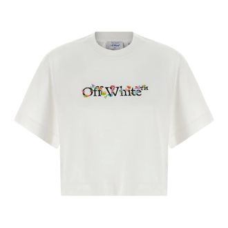 Off-white Femme, Tops, Blanc, Taille: 38 FR T-Shirt Court Fleuri Bookish