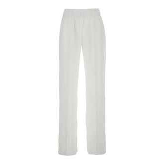 Mauro Grifoni Wei&szlig;e Leinenhose mit elastischem Bund - - Trousers - Damen - Wei&szlig; - M