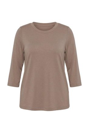 Ulla Popken T-Shirt Shirt Rippb&uuml;ndchen Rundhals 3/4-Arm