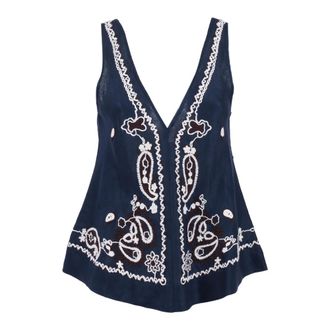 P.A.R.O.S.H. P.a.r.o.s.h., Femme, Tops, Bleu, Taille: 40 FR Blusa C/Ricamo