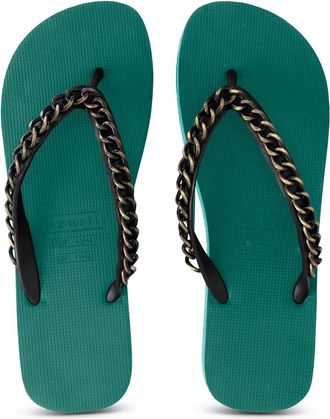 UZURII Slipper & Pantoletten - Zehentrenner Gold Large - Gr. 37_38 - in Gr&uuml;n - f&uuml;r Damen