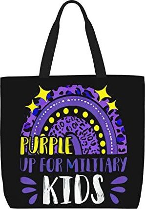 Generic Sac Fourre-Tout Purple Up Military Kids Mois De LEnfant Militaire Sac &Agrave; Provisions De Grande Capacit&eacute; R&eacute;utilisable Sacs En Toile, Pour Femmes, Burea, 
