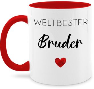 Shirtracer Tasse Tassen 325ml - Weltbester Bruder Geschenk | Geschenkidee f&uuml;r den besten Bruder der Welt | Geschenke f&uuml;r Br&uuml;der - 325 ml - Rot - herz geburtstags