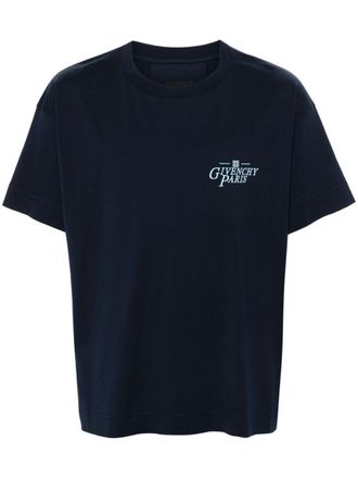 Givenchy t-shirt en coton &agrave; logo brod&eacute; - Bleu