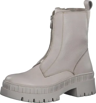 Marco Tozzi Damen Stiefeletten ohne Absatz aus Leder Plateau, Beige (Cream), 40