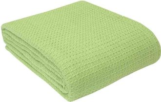 Homescapes Tagesdecke, Bettüberwurf aus 100% Bio-Baumwolle, lindgrün, Piqué-Waffeldecke 230 x 250 cm