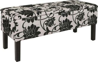 Hhg Banc/coffre de rangement Renens, 95x36x44, tissu, oir