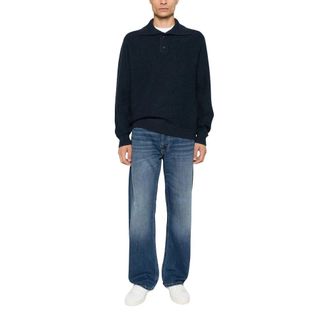 Calvin Klein Rippstrick-Poloshirt - - Knitwear - Herren - Blau - S