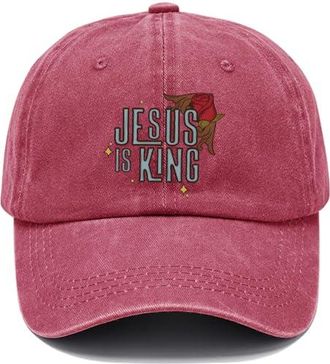 Generic Jesus is King Casquette de baseball, casquette J&eacute;sus, casquette chr&eacute;tienne Dieu, unisexe, bordeaux, 53