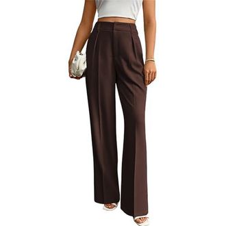 Generic Pantalon de travail taille haute pour femme, tenue décontractée, pantalon de bureau 2026 avec poches, châtaigne, XXL
