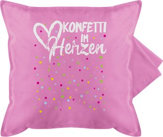 Shirtracer Kissenbezug - & Fasching - Kissen - Konfetti im Herzen Karneval I - 50 x 50 cm - Pink - kissenh&uuml;lle karnevalskissen Fasching- Herz kissenbez&uuml;ge kissen