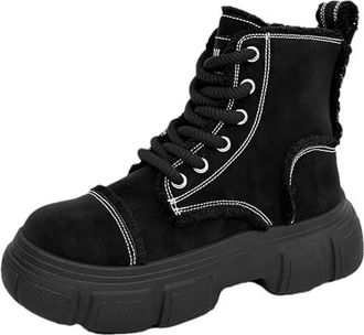 Jamron Homme Hiver Bottes Polaire de Combat Cap Toe Bottines &agrave; Lacets Noir SN0707335 EU41.5