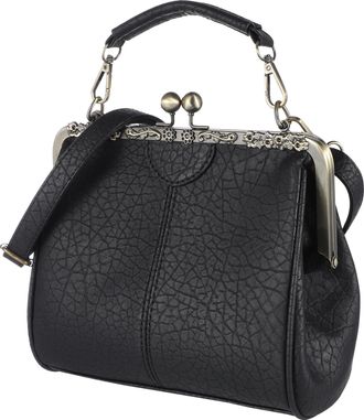 Tendycoco Retro Damen Umh&auml;ngetasche Aus Pu Leder Schwarz 9X9X4 Zoll Vintage Schultertasche F&uuml;r Alltag Arbeit Freizeit