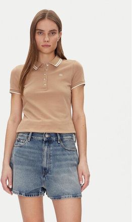 Tommy Hilfiger Poloshirt Feminine Sporty Slim Polo Ss WW0WW44517 Khakifarben Regular Fit