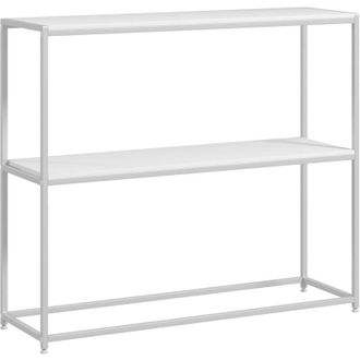 HOMCOM Table console plateau &eacute;tag&egrave;re dim. 100L x 30l x 87H cm acier panneaux blanc