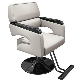 Generic Friseurstuhl, 360&deg; Drehbar, H&ouml;henverstellbar, Beige, Schwarze Platte